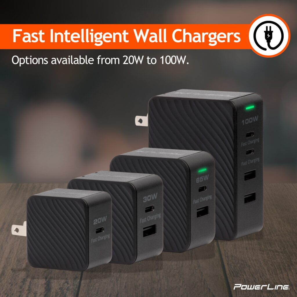PowerLine PD3 Fast Intelligent Wall Charger (65W, 2 Ports, GaN) Model ...